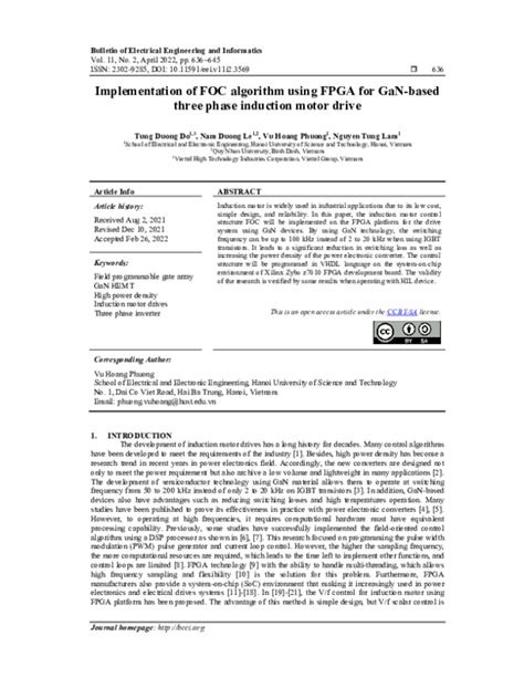 pdf implementation of foc algorithm using fpga for gan based three