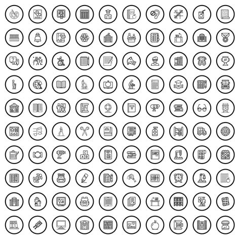 100 Classroom Icons Set Outline Style 21414814 Vector Art At Vecteezy