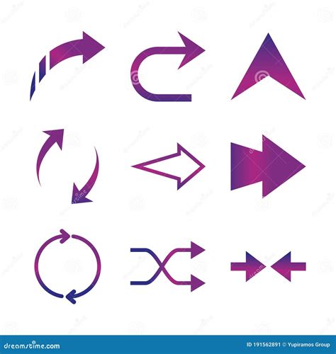 Arrows Direction Guide Cursor Web Navigation Icons Set Gradient Style Stock Vector