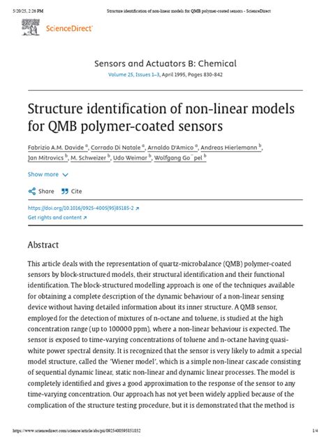 Structure Identification Of Non Linear Models For Qmb Polymer Coated