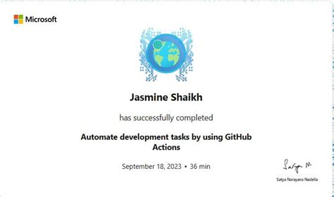 micorsoft github githubactions er shaikh jasmine kauser