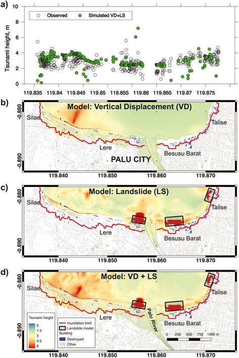 Comparison Of Observed And Simulated Tsunami Inundation A Observed