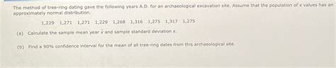 Solved The Method Of Tree Ring Dating Gave The Following Chegg Com