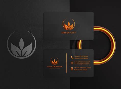 دانلود موکاپ لوگو کارت ویزیت طرح برگ درخت رنگ تیره دانلود رایگان فایل