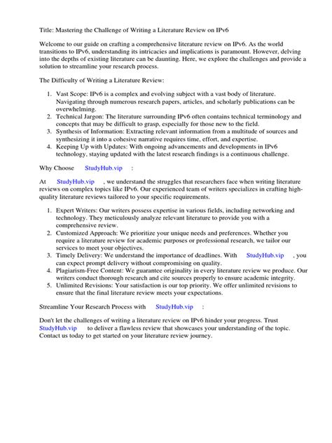 Literature Review Ipv6 Pdf I Pv6 Internet Protocols