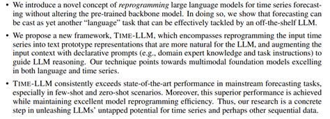 Time Llm Time Series Forecasting By Reprogramming Large Language Models