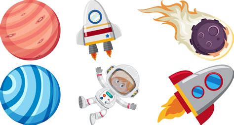 Set Of Space Cartoon Characters And Objects 10519712 Vector Art At Vecteezy
