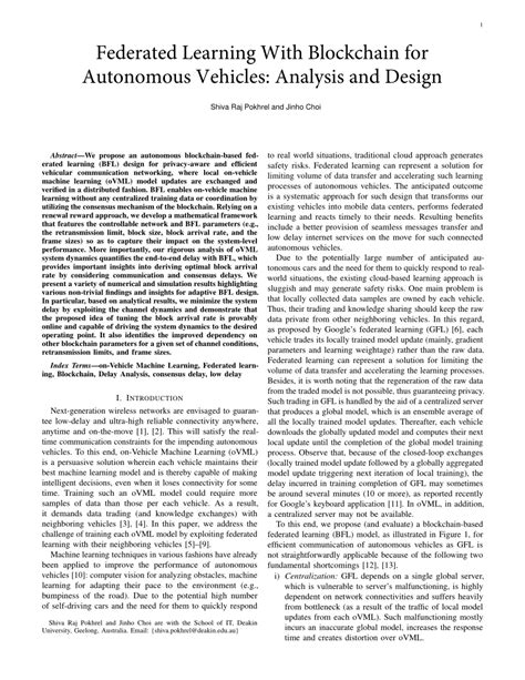 PDF Federated Learning With Blockchain For Autonomous Vehicles Analysis And Design