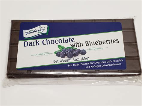 Dark Chocolate Bar With Dried Blueberries The Blueberry Store