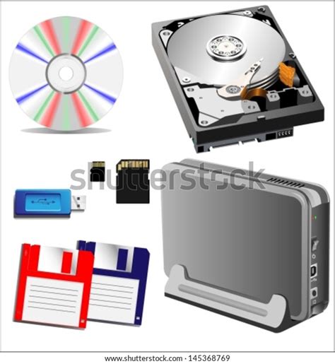 Different Types Storage Devices External Internal Stock Vector Royalty Free 145368769