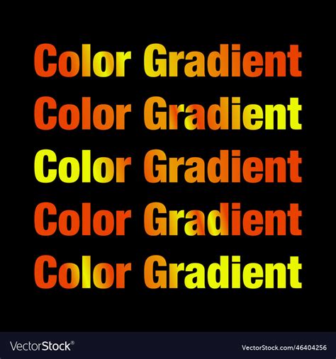 Orange Color Gradient Set Text Swatch Set Vector Image