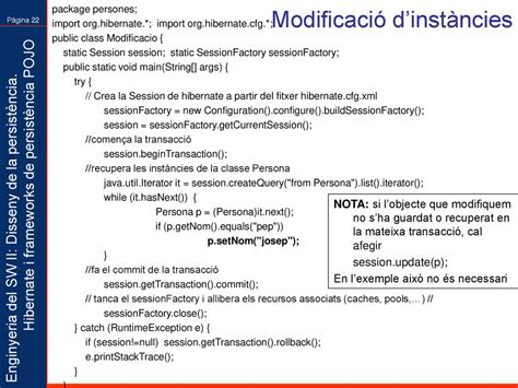 Disseny de la persistència Hibernate i frameworks de persistència POJO