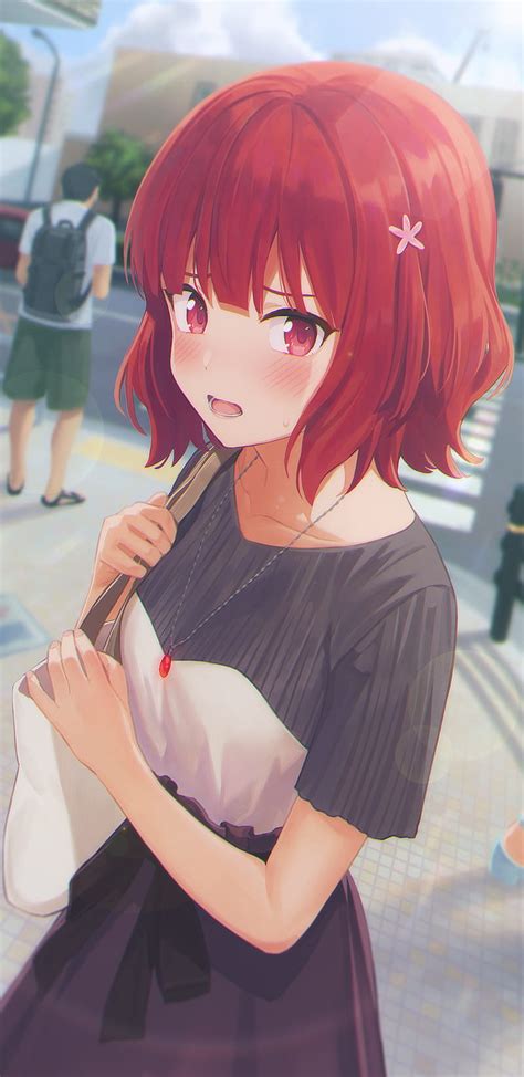 Anime Girl With Short Red Hair And Red Eyes