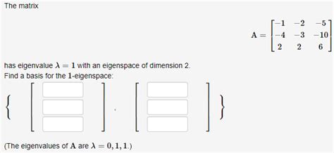 Solved The Matrixa [ 1 2 5 4 3 10226]has Eigenvalue λ 1