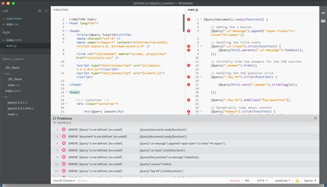 javascript linking a separate js file in brackets text editor