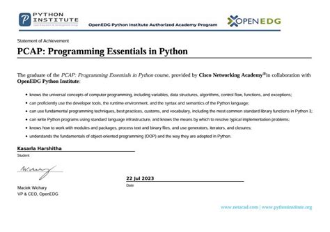 Python Pcap Certification Pythoninstitute Cisconetworkingacademy