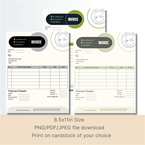 Printable Invoice Template Invoice Custom Order Forms Photography Invoice Template Editable