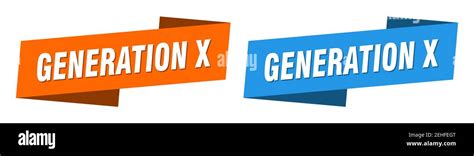 Generation X Ribbon Label Sign Set Generation X Banner Stock Vector