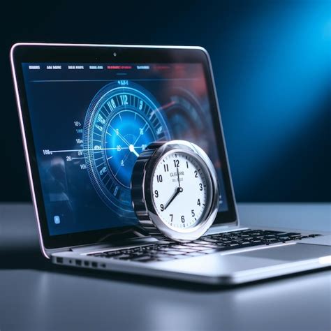 Premium Photo A Clock On A Laptop
