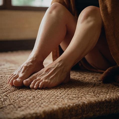 Woman Massaging Foot Premium Ai Generated Image