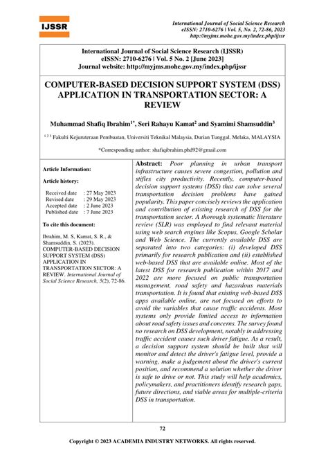 Pdf Computer Based Decision Support System Dss Application In