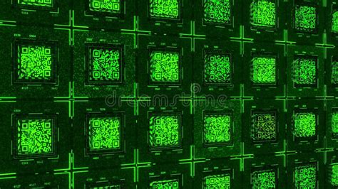 Database With Qr Codes Animation Electronic Space With Lots Of Green Qr Codes Stock Footage