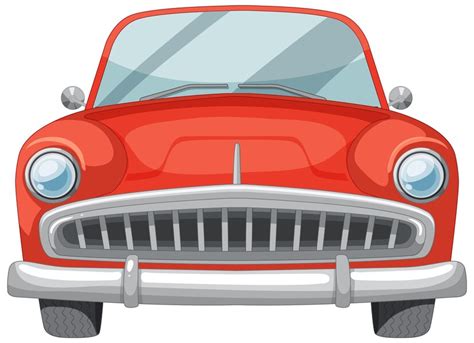 클래식 레드 카 프론트 뷰 일러스트레이션 무료 벡터