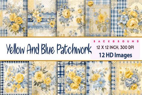 Yellow And Blue Patchwork Graphic By Design Hut · Creative Fabrica