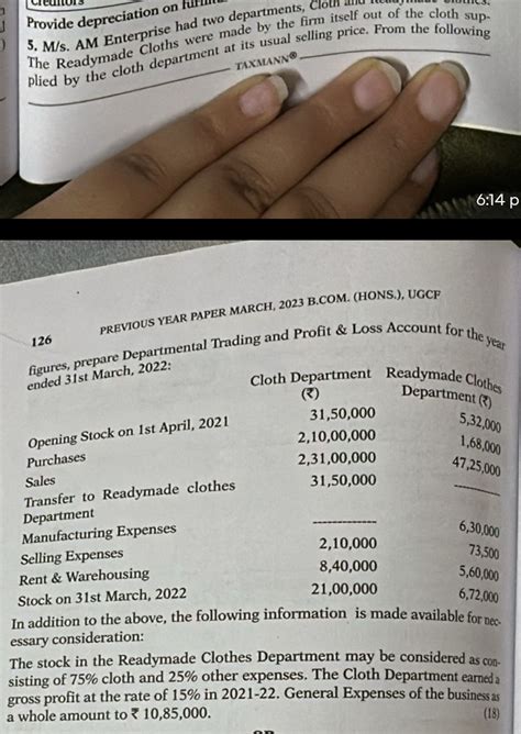126 previous year paper march 2023 bcom hons ugcf figures prepare