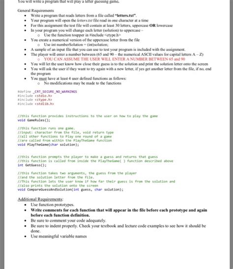 Solved You Will Write A Program That Will Play A Letter