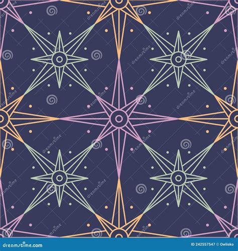 Seamless Colourful Geometric Pattern With Abstract Stars Stock Vector Illustration Of Star