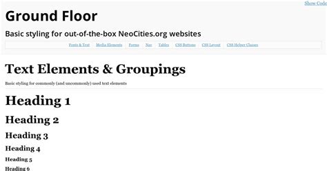 Ground Floor Basic HTML Styling For Default NeoCities Websites