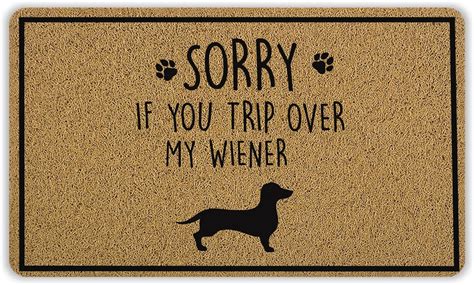 Indajedn Funny Dachshund Door Mat Sorry If You Trip Over