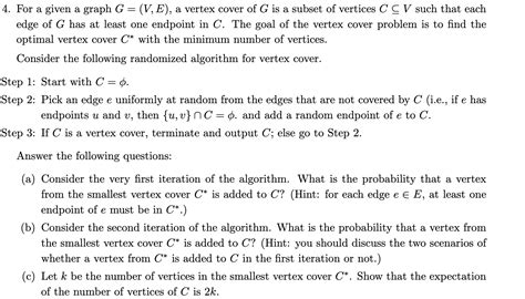 Solved 4 For A Given A Graph Gve A Vertex Cover Of G