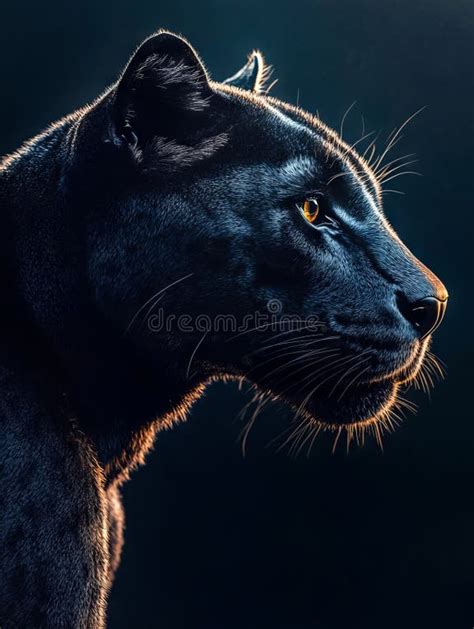 A Black Panther Is Shown In The Dark Stock Image Image Of Portrait