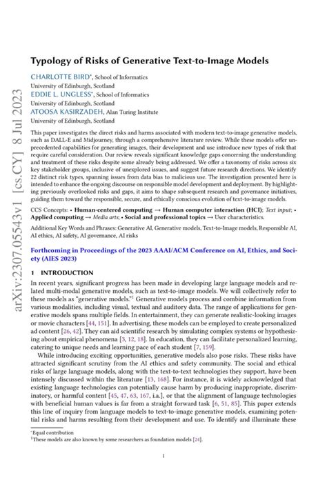 Typology Of Risks Of Generative Text To Image Models Deepai