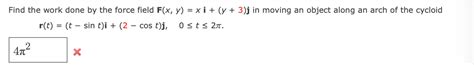 Solved Find The Work Done By The Force Field Chegg