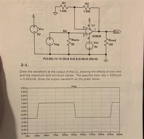 Solved Draw The Waveform At The Output Of The U1 Showing Chegg Com
