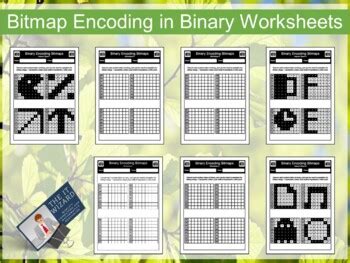 Binary Conversion and Bitmap Encoding Worksheet Pack (Answers Included)