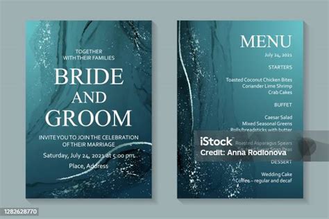 실버 스플래시와 알코올 잉크 스타일의 네이비 블루 수채화 파도 또는 유체 예술과 결혼식 초대 대리석 효과에 대한 스톡 벡터 아트