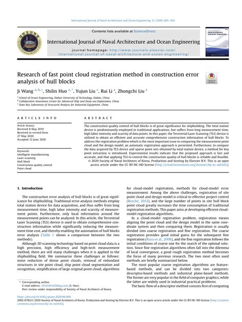 Pdf Research Of Fast Point Cloud Registration Method In Construction Error Analysis Of Hull Blocks