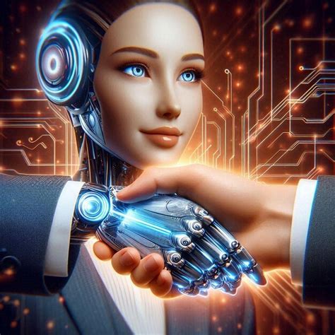 Handshake Of Human And Ai Premium Ai Generated Image
