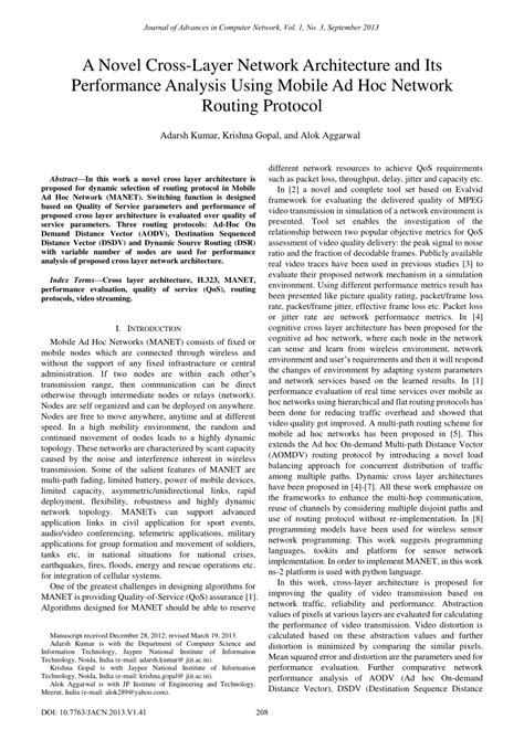 pdf a novel cross layer network architecture and its performance