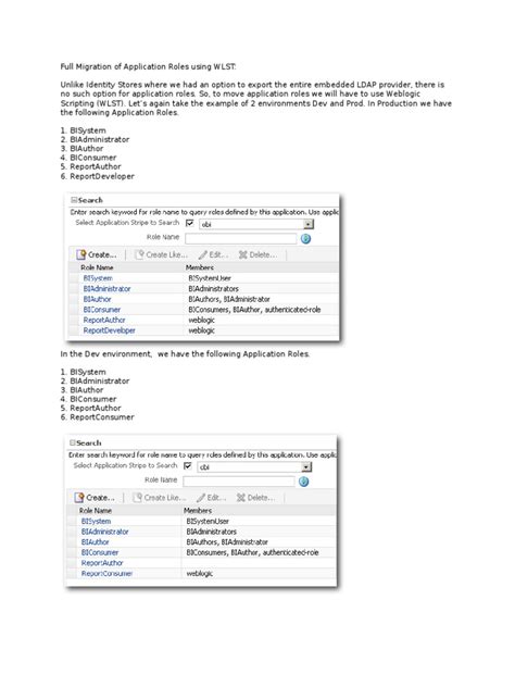Migration Of Application Roles Using Wlst In Obiee11g Pdf Computer