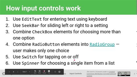 input controls in android youtube
