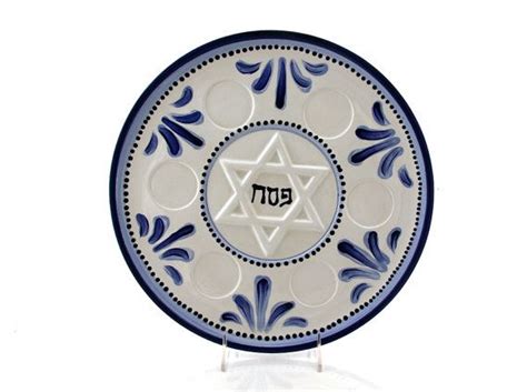 Passover Seder Plate Ceramic Judaica Passover Tabletop Star Of
