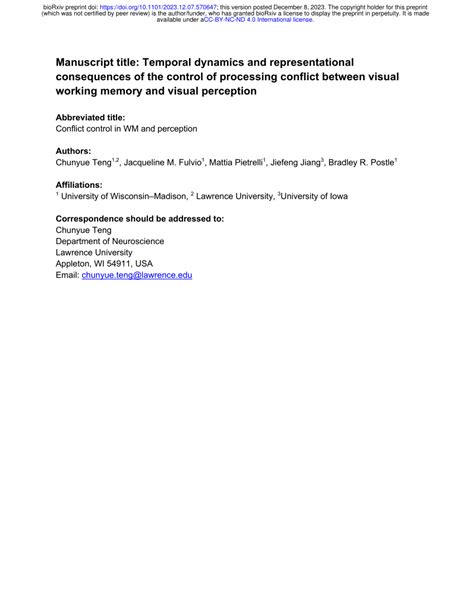 (PDF) Temporal dynamics and representational consequences of the control of processing conflict ...