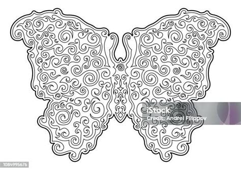 สมุดระบายสีศิลปะเส้นกับผีเสื้อที่สวยงาม ภาพประกอบสต็อก ดาวน์โหลดรูปภาพตอนนี้ กระดาษระบายสี