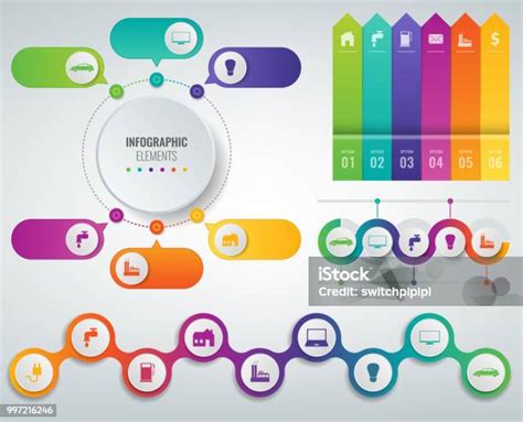 3d 인포 그래픽 템플릿이 설정합니다 비즈니스 프레 젠 테이 션 개념입니다 벡터 3차원 형태에 대한 스톡 벡터 아트 및 기타