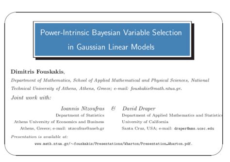 pdf power intrinsic bayesian variable selection in gaussian linear models
